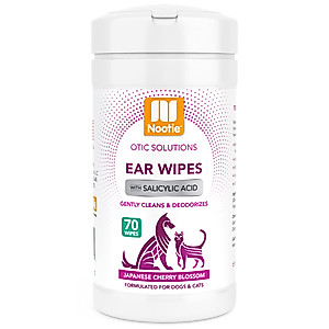 Nootie Dog & Cat Ear Wipes with Salycyclic Acid- Japanese Cherry Blossom - 70 Wipes - Vegan Friendly - Sold in Over 5000 Vet Clinics
