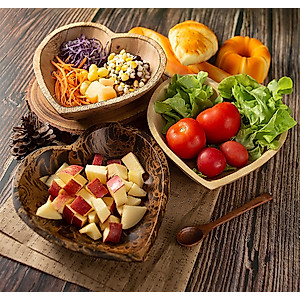 WitnyStore 8" Heart Shaped Bowl - Functional and Collectible Bowl - Handcrafted Wooden Bowl for Serving Candy Nuts Desserts Fruits or Accent Decor Gift for Any Occasion - 8" Brown