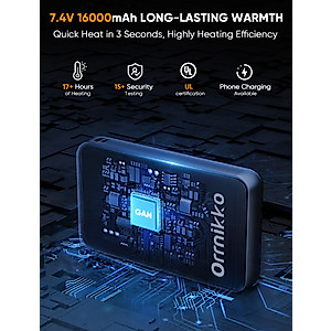 ORRNIKKO [2024 All-New] Heated Vest for Men - 7.4V 16000mAh Battery Pack and Detachable Heated Hood, Mens Heated Vest