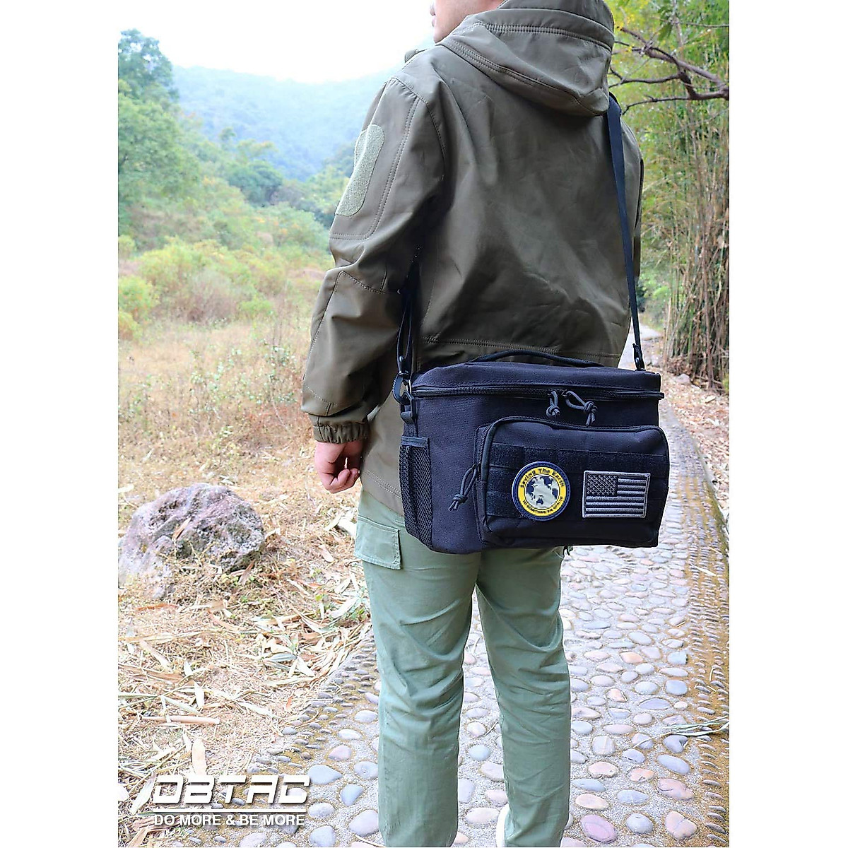 DBTAC Tactical Lunch Bag, Insulated Lunch Box for Men Women Adult | Durable School Lunch Pail for Teens | Leakproof Lunch Cooler Tote for Work Office Travel | Soft Easy To Clean Liner x2, Black