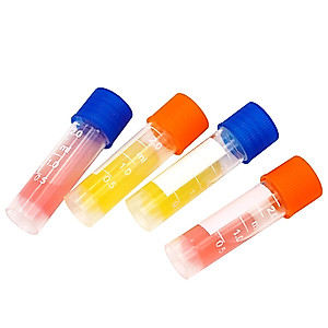 NAOEDEAH 100 Pcs 2ml Plastic Vials with Caps Lab Vials Small Plastic Bottles Test Tubes With Lids Centrifuge Tubes Small Liquid Sample Vial Storage Container Graduated Vial Tube with Screw Caps
