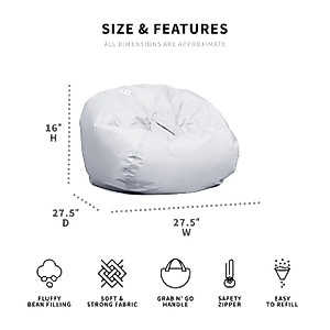Big Joe Classic Bean Bag Chair, Gray Smartmax, Durable Polyester Nylon Blend, 2 feet Round
