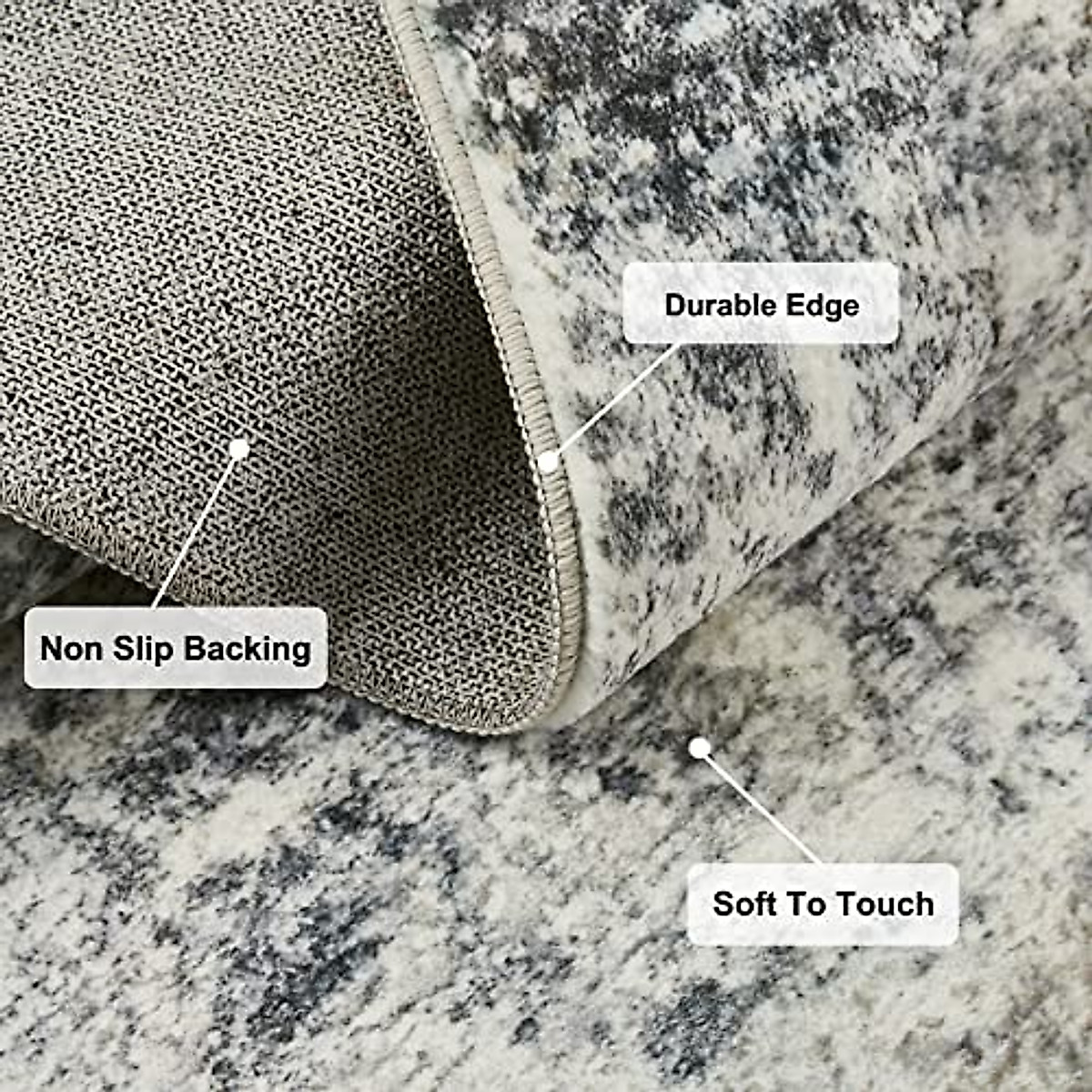 Area Rug Living Room Rugs - 5x7 Large Soft Indoor Neutral Modern Abstract Low Pile Washable Rug Carpet for Bedroom Dining Room Farmhouse Home Office - Beige Grey