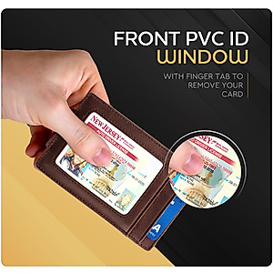 Money Clip Leather Wallet For Men Slim Front Pocket RFID Blocking with Super Strong Magnetic