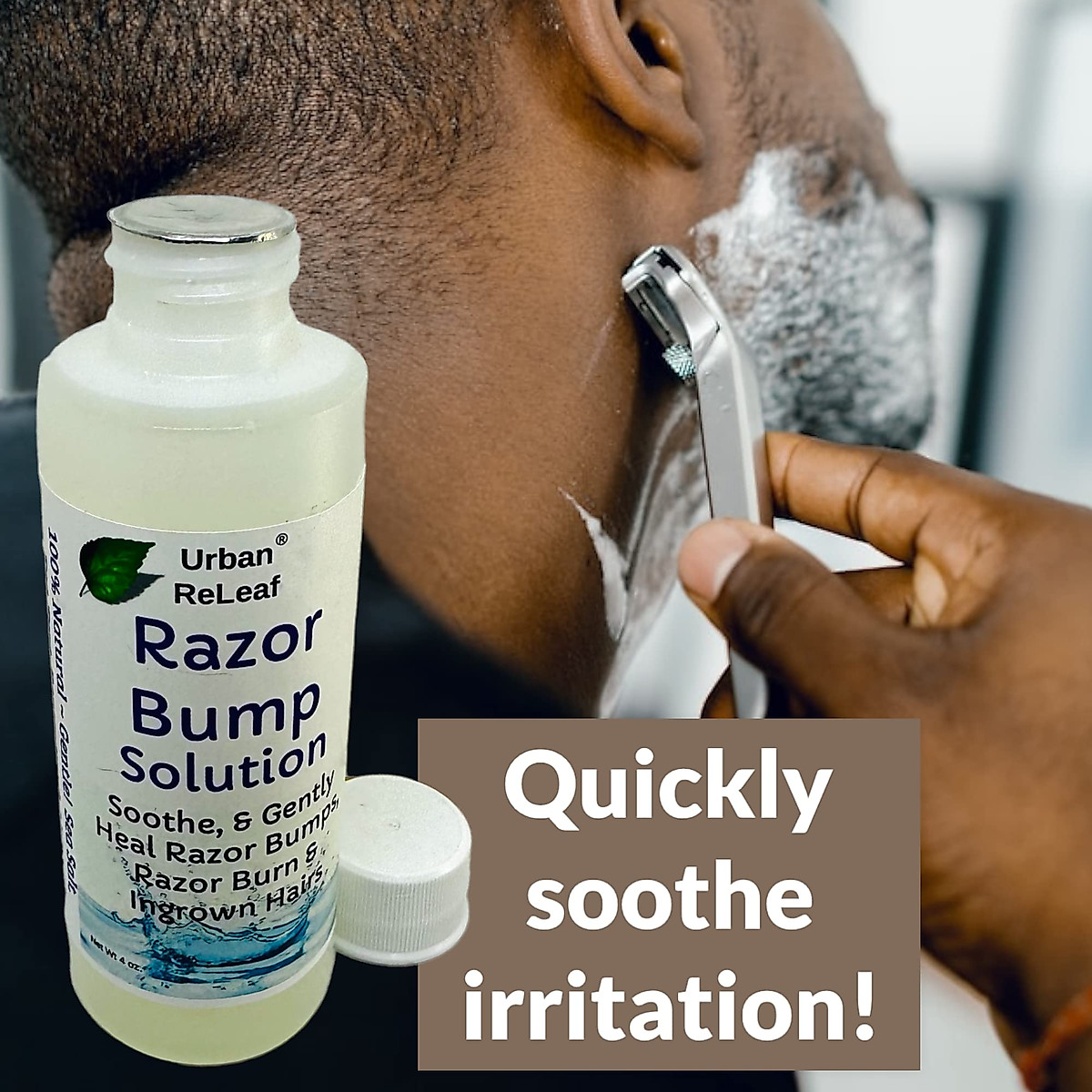 Urban ReLeaf Razor Bump Solution ! Natural Sea Salt and Tea Tree. Soothe & Gently Calm Shaving Bumps, Burns & Ingrown Hairs. Made fresh in USA! Helps Irritation.