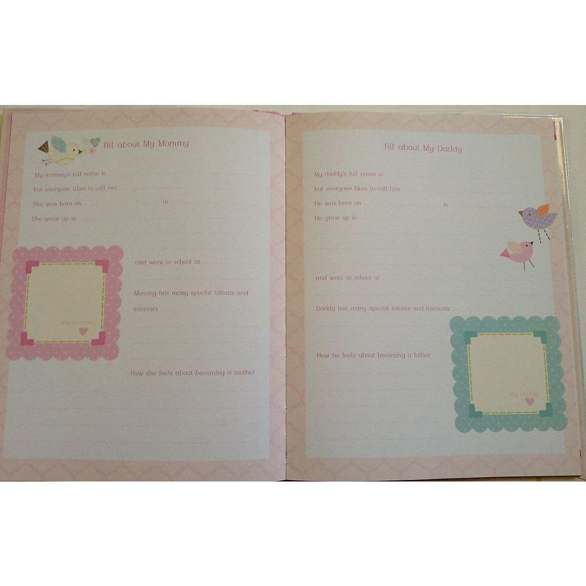 Baby's First Memory Book "Look Whoo's Adorable" Pink W/flowers, Owls, & Bird