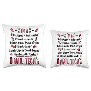 Best Nail Technician Definition Tech Appreciation Nail Technician Day Throw Pillow, 16x16, Multicolor