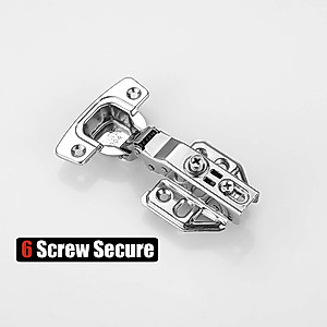 JQK Cabinet Hinges, 100 Degree Soft Closing Full Overlay Door Hinge for Frameless Cabinets, Stainless Steel Nickel Plated Finish, 4 Pack, CH100-P4