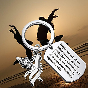 FEELMEM Inspirational Phoenix Keychain Phoenix Rising Rebirth Jewelry People Rise Out of The Ashes Fire Bird Jewelry for Break Up Gift Divorce Gift Cancer Survivor Recovery Gift (Phoenix Keychain)