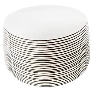 CHERRY 25-Pack 12 inch Sturdy Round Cake Boards, White Cardboard Cake Circles plate Scalloped Base,Pack of 25