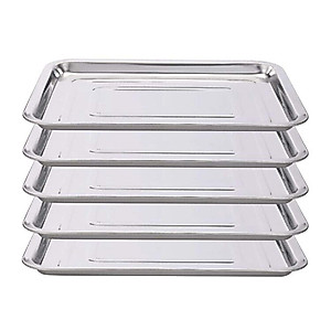 5 Pack Stainless Steel Tray,DOWEI 13 1/2" x 10" Professional Medical Surgical Stainless Steel Tray Dental Body Piercing Instrument Tool Flat Supplies
