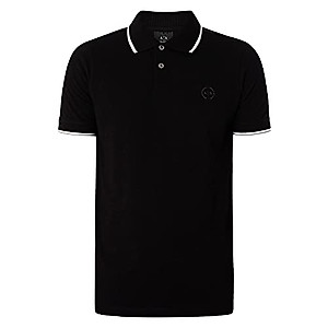 A|X ARMANI EXCHANGE mens Short Sleeve Jersey Knit Polo Shirt, Black, Small US