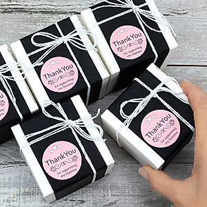 Gazelle Thank You Stickers Roll for Packaging, Bags, Greeting Cards, and Receipts - 500 Thank You for Supporting My Business Stickers - 1.5'' Stickers Designed with Soy-Based Eco-Friendly Ink (Pink)