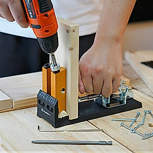 MulWark 3 In 1 Aluminum Pocket Hole Jig System Kit, Removable Pocket Screw Jig, Adjustable Hole Pitch 15° Angled Drill Guides, w/Built-in Clamping System, Great Carpenter Woodworking Tool for Joinery