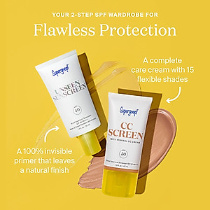 Supergoop! CC Screen - SPF 50 PA++++ CC Cream, 100% Mineral Color-Corrector & Broad Spectrum Sunscreen - Tinted Moisturizer, Concealer & Buildable Coverage Foundation - 1.6 fl oz