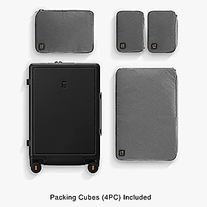 LEVEL8 Elegance Matte Luggage Set,Lightweight Hardside Suitcase With Spinner Wheels,TSA Lock,2-Piece Set(Black, 20/28-Inch)