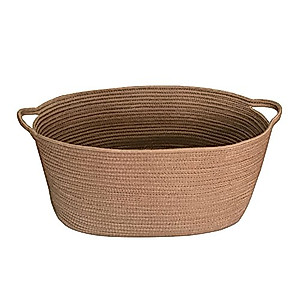 Extra Large Light Coffee Woven Cotton Rope Basket Bin for Blankets Towels Baby Toys Nursery Hamper Organizer, Collapsible Storage Laundry Baskets