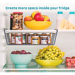 Jibri 2Pcs Under Shelf Storage Basket Black Under Cabinet Shelf Wire Basket Organizer, Under Shelf Storage for Kitchen Pantry Shelf Organizer Desk Bookshelf Cupboard