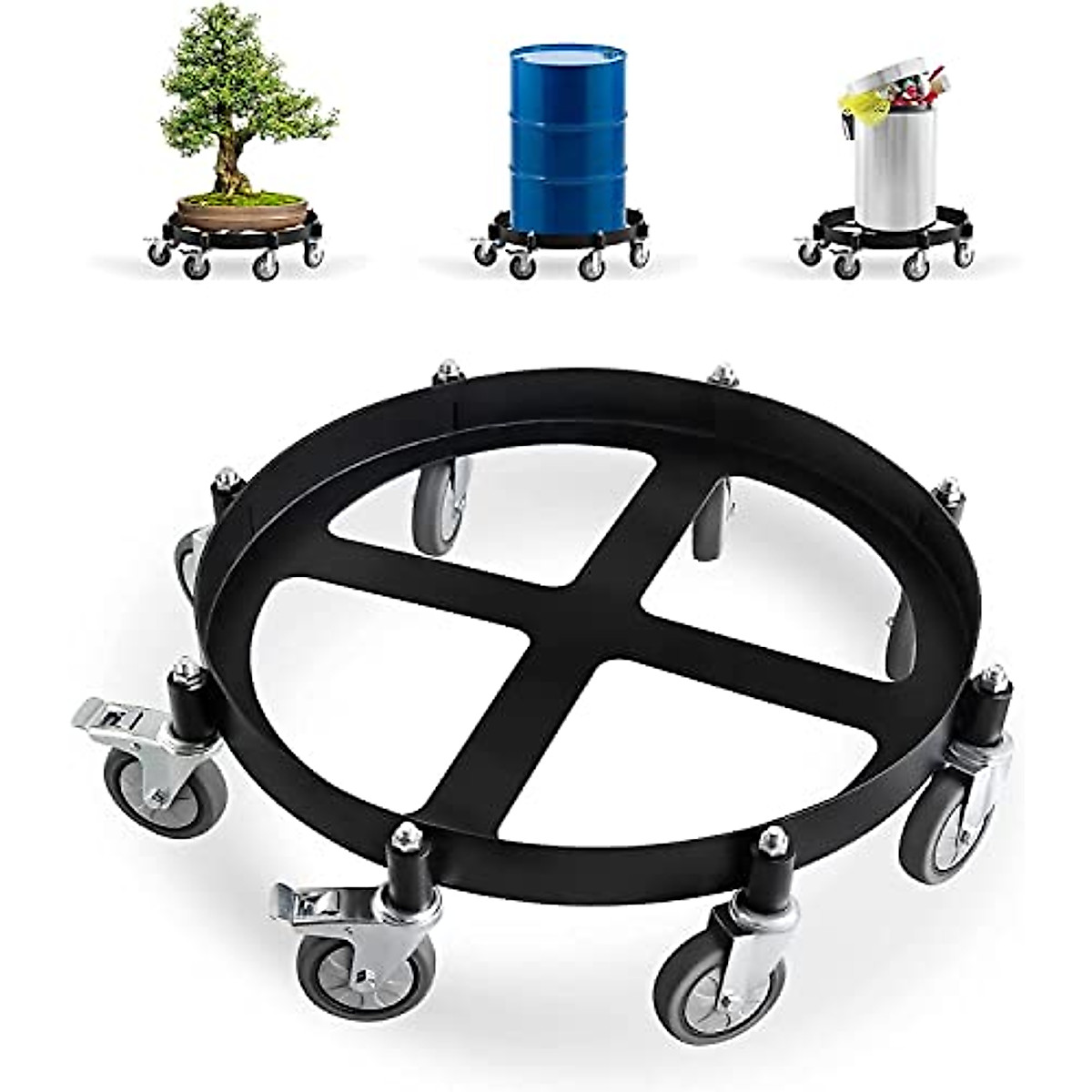 Drum Dolly 55 Gallon Trash Can Dolly Heavy Duty 2000 Pound Barrel Dolly with Swivel Casters Wheel Steel Frame Dolly Non Tipping Hand Truck Capacity Dollies