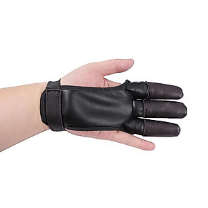 BESPORTBLE Finger Protector Archery Accessory Archery Finger Glove Shooting Supply Portable Archery Finger Protection Cowhide Protectors Adjustable Label Pu Fleece