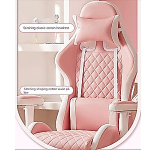 TFIIEXFL Ergonomic Leather Chair Girls Home Office Comfortable Game Swivel Chair Gamer Live Computer Chair (Color : E, Size : 1)