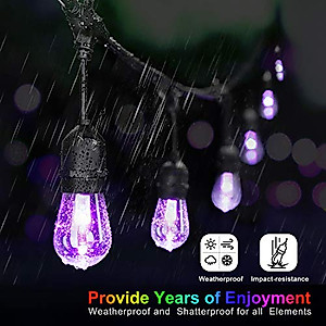 Mlambert 144Ft(3x48ft) Multicolor Outdoor Patio Lights, Dimmable RGB Cafe String Lights with 45+6 Waterproof LED Bulbs for Garden Bistro-Black 3 Pack