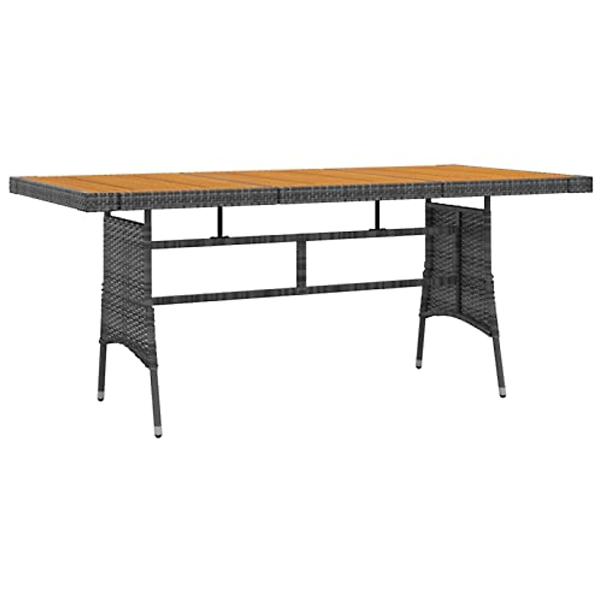 Tidyard 9 Piece Patio Dining Set Acacia Wood Tabletop Dining Table with 8 Garden Chairs Poly Rattan Conversation Set for Balcony, Yard, Deck, Lawn, Outdoor Furniture