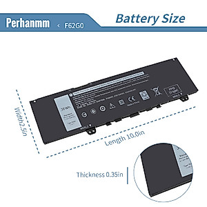 Perhanmm 38Wh F62G0 11.4V Battery for Dell Inspiron 13 7000 7373 7386 2-in-1 7370 7380 5370 P83G P87G P91G P83G001 P83G002 P87G001 P91G001 Vostro 5370 F62GO RPJC3 39DY5 039DY5 0RPJC3 3-Cell