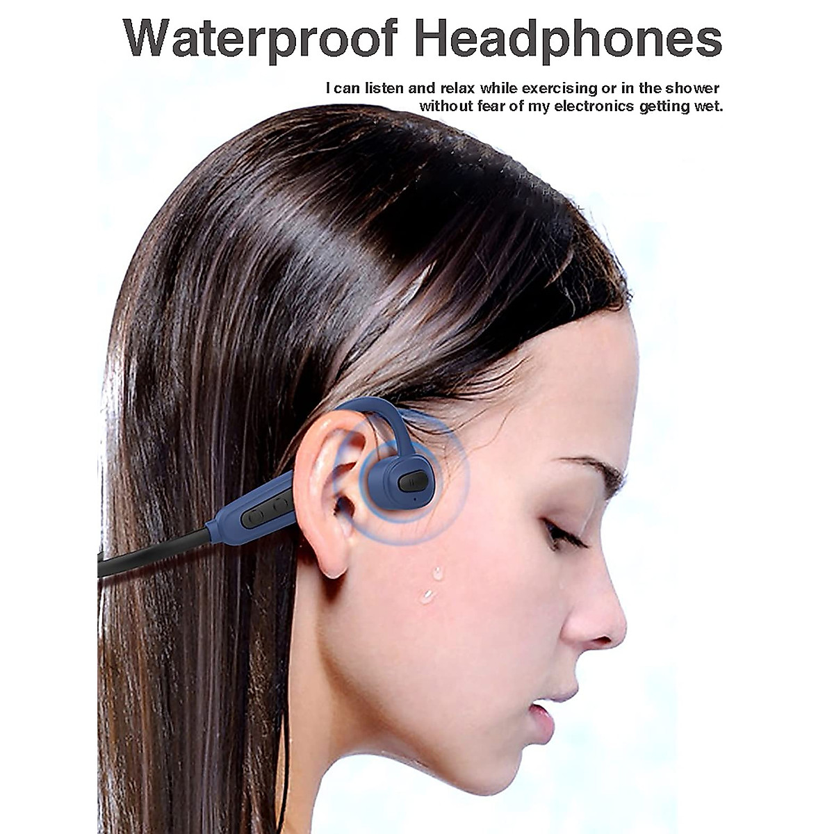 Bone Conduction Headphones Waterproof Headphones for Swimming - Bluetooth MP3 Player Wireless IPX8 Sport Earphones Open Ear 16GB with Mic Noise Cancelling for Running Diving Underwater Gym Spa
