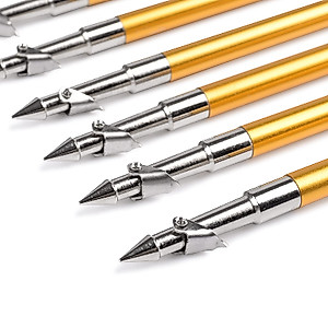 NIKA ARCHERY Fishing Bolts with Harpoon Steel Point Aluminum Shaft for 50-130 Pounds Crossbow Fish Hunting, 6pcs