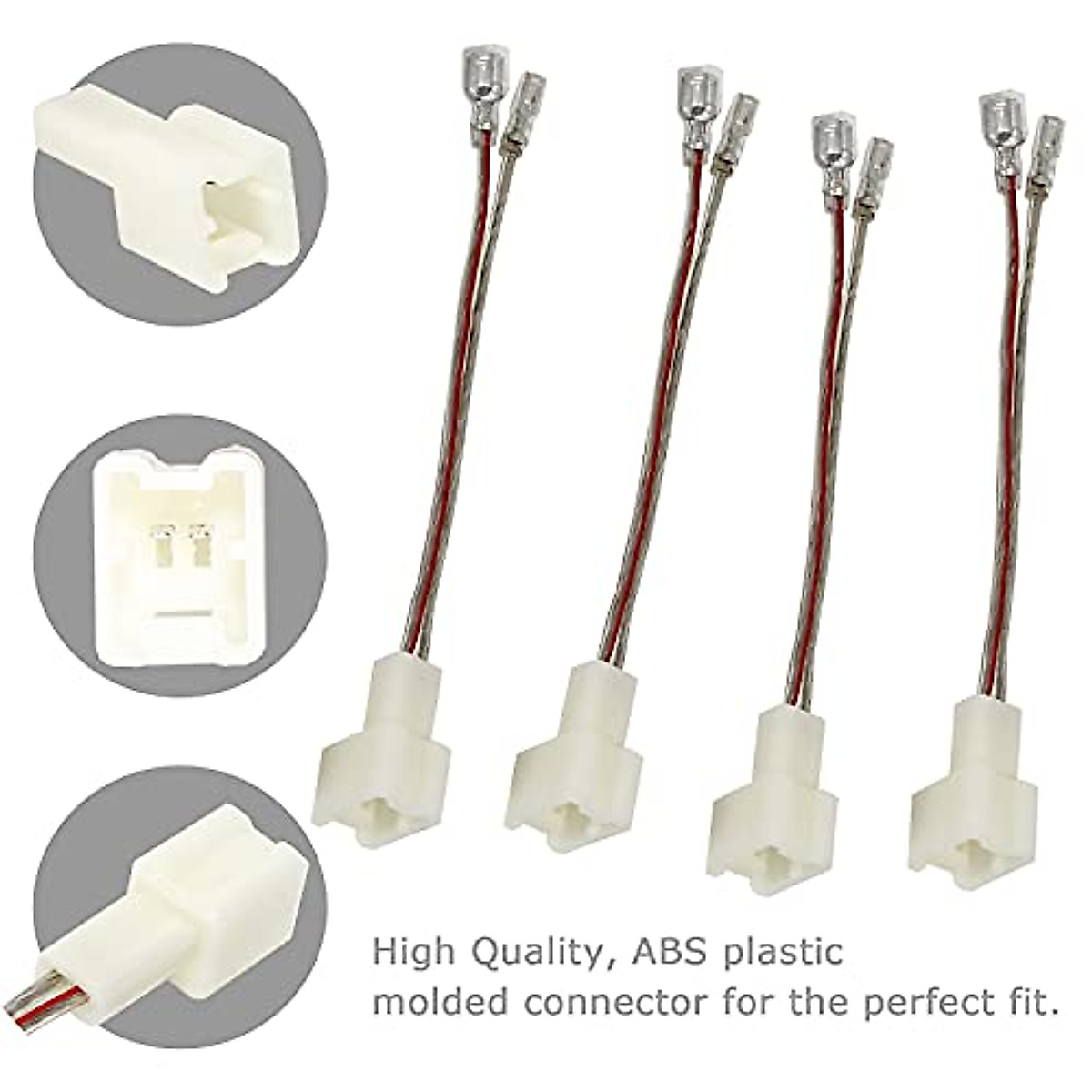 RED WOLF Car Door Speaker Wiring Harness Connector Plug w/Speaker Adapter Spacer Rings 6.5 Inch Nissan 2004-2019 Model 2 Pair