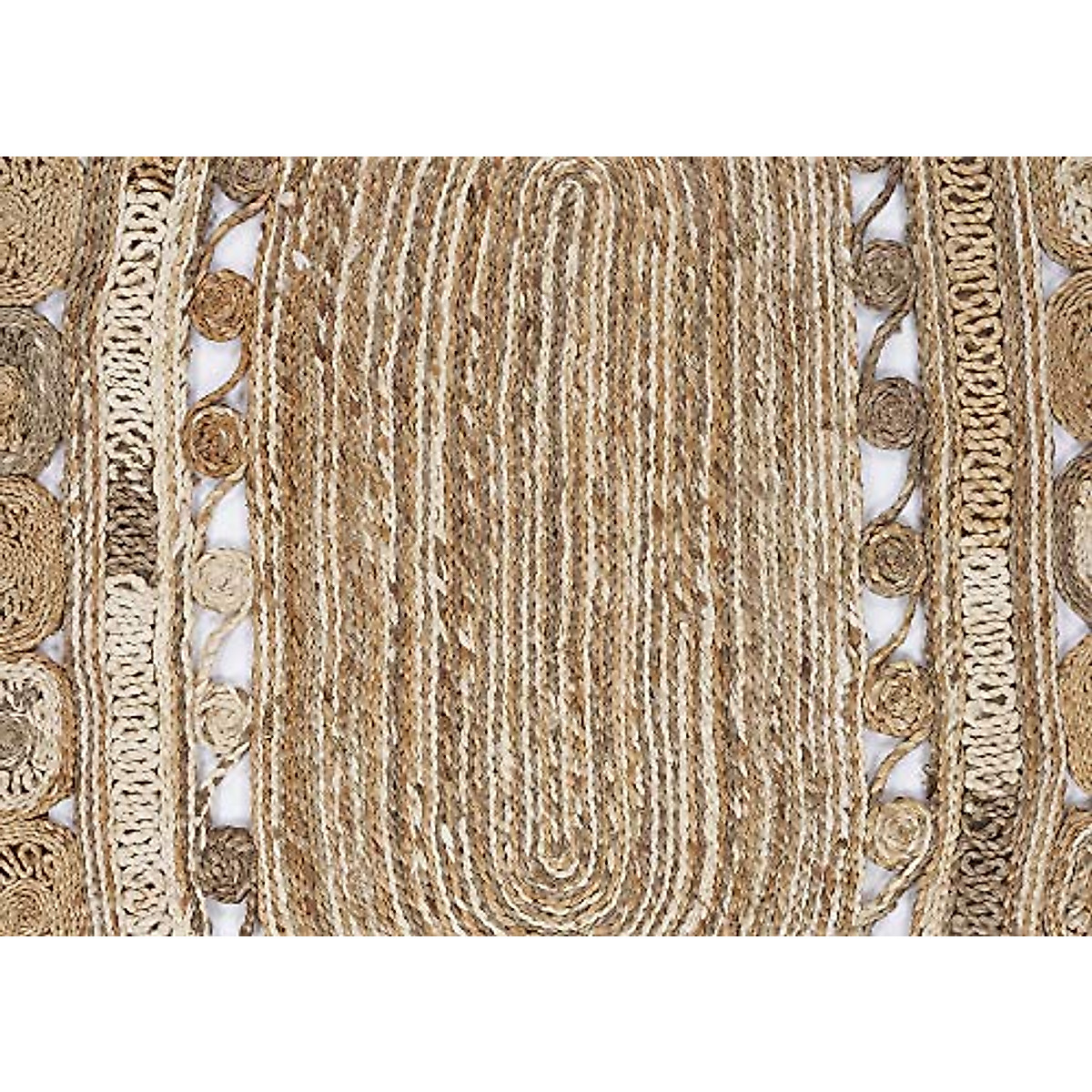 LR Home Natural Jute Area Rug 5'7" Oval Bleach Gray