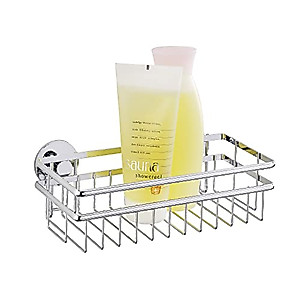 WENKO Express-Loc Shower Shelf, Shower Storage, Shower Caddy Basket, Shower Caddy Shelf, Shower Basket Organizer, Stainless Steel, 9.8 x 3.0 x 5.7 in,Shiny