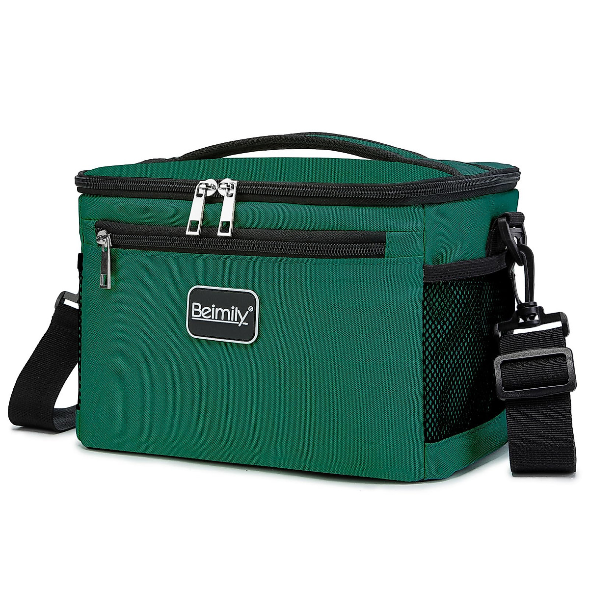 BEIMILY 2 Pack Insulated Lunch Bag Women Men,small Soft cooler Hand bags,Lunch Bag for Work,Leakproof Reusable Insulated Cooler Lunchbox with Adjustable Shoulder Strap(blackish green+yellow)