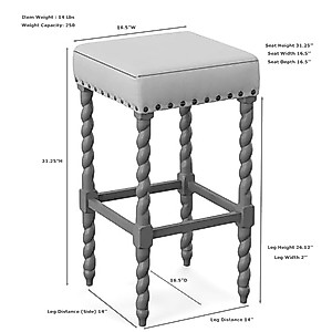 Carolina Chair & Table Remick 30 Inch Bar, Natural Oak/Linen Stool