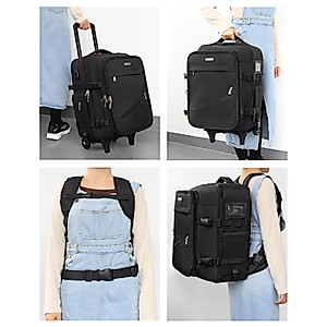 Relavel Barber Travel Backpack, Rolling Makeup Train Case Hairstylist Traveling Bag for Hairdressers and Makeup Artists, Heat Insulation Layer and Adjustable Dividers Cosmetology Case on Wheels