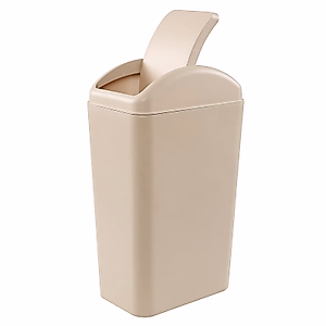 Utiao 14 L Slim Plastic Garbage Bins, Small Swing Trash Cans for Kitchen, Office, Bathroom, R
