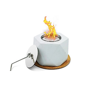 TOLOYE Tabletop Fire Pit, Portable Table Top Fire Pit Bowl Cement Alcohol Tabletop Fireplace for Indoor Outdoor S'Mores Maker Mini Fire Pit Smokeless Rubbing Burner Fire Bowl Gray