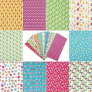 10 Pieces Easter Day Fabric 10 x 10 Inch Egg Rabbit Carrot Printed Fabric Easter Sewing Quilting Fabric DIY Easter Themed Patchwork Bundles for Sewing Handicrafts Decorations Making, 10 Patterns