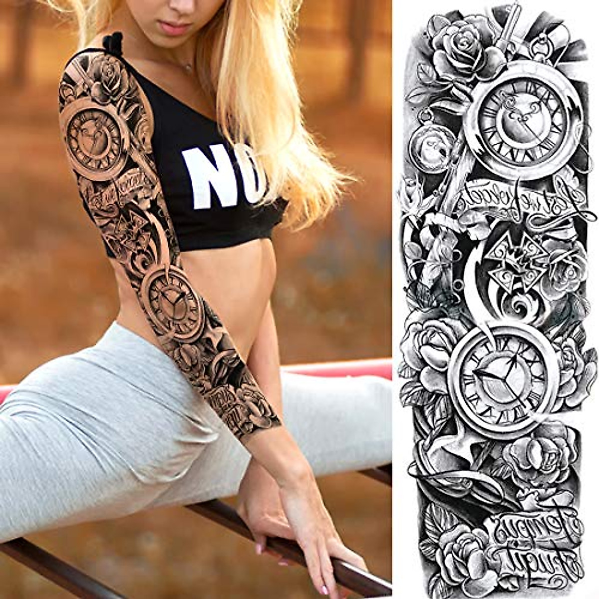 11 Sheets NEZAR Maori Temporary Tattoo Sleeve For Men Adults Tiki Turtle Manta Waterproof Fake Tattoo Sleeves For Women Black Dragon Totem Tribal Military Long Full Sleeve Tattoos Temporary Stickers