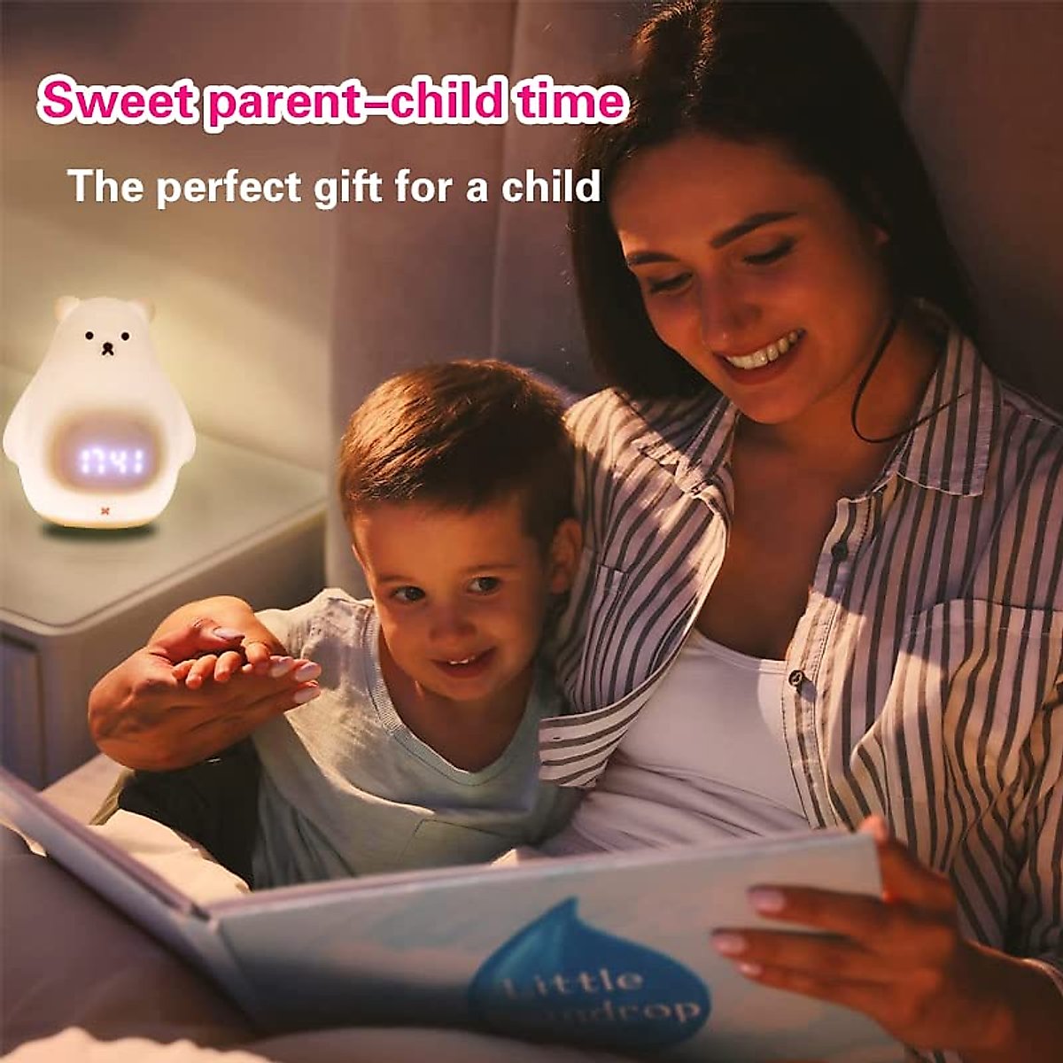 XENYYI Bear Lamp - Night Light with Alarm Clock, Remote Control, and 7 Light Modes，Nursery Night Light，Motion Activated Night Light，Silicone Portable Nursery Lamp