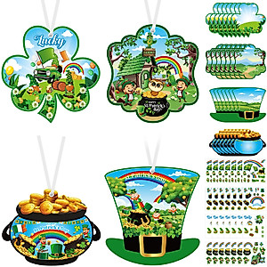 Sumind 28 Sets St. Patrick's Day Craft Kits for Kids St Patricks Day Scenes Shamrock Stickers Accessories Leprechaun Clover Gold Coin DIY Ornament Craft for Home Classroom Irish Party Supplies