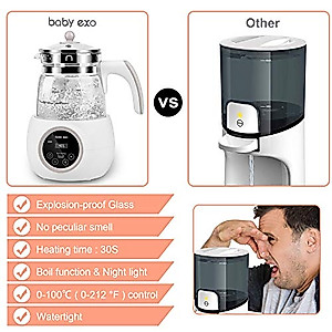 BabyExo Baby Formula Water Kettle,Precise Baby Water Kettle- Temperature Baby Milk Warmer for 24 Hours-1.2L BPA-Free Boil-Dry Protection Instant Water Warmer for Baby Formula