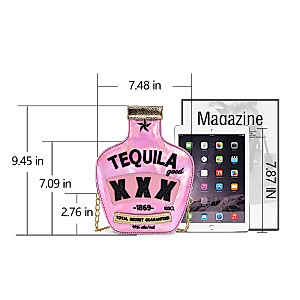 USTYLE Sparkling Bag for Women, Shoulder Purse Sequin Leather Bottle Shaped Crossbody Bag Clutch Purse Phone Wallet Shoulder Bags (holo-pink)