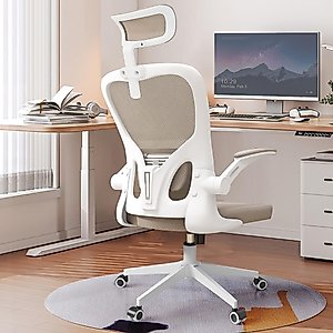 Monhey Adjustable Ergonomic Office Chair – Lumbar Support, 2D Armrests, Heavy-Duty Metal Base, Comfortable Khaki Design