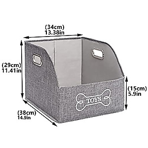 Geyecete Big Dog Toys Storage Bins Canvas Foldable Fabric Trapezoid with metal handles pet Baskets,Storage Bin Large toy box Organizer-Gray