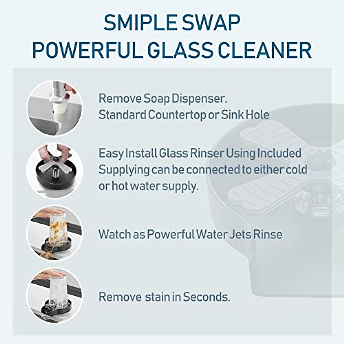 Glass Rinser for Kitchen Sink Bar Glass Washer Bottle Washer Cup Cleaner for Sink Cup Rinser Cup Washer for Sink