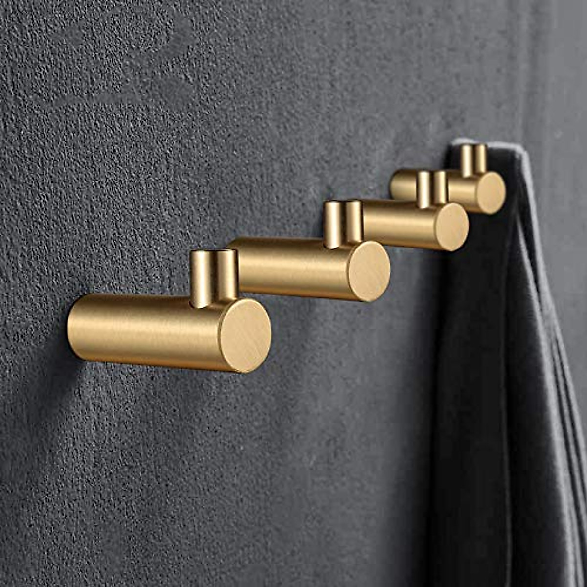 4 Pcs Brass Wall Hooks, Gold Coat Hooks for Wall, Towel Cloth Robe Hangers Hooks Wall Mounted, Brass L-Shaped Heavy Duty Bathroom Kitchen Living Rooms Hat Key Hooks