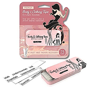 Fabric Tape Double Sided Body Tape for Fashion, Hem Tape, Clothing Tape (75 Pack) - Strong Clear Body Tape for All Shades and Sensitivity, No Sew No Iron Double Sided Tape for Clothes