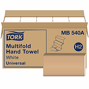 Tork Multifold Hand Towel White H2, Universal, 100% Recycled Fibers, 16 x 250 Towels, MB540A